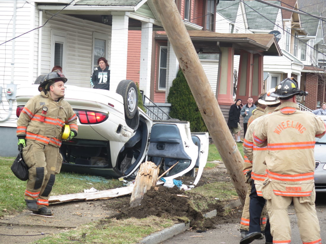 Car Flips, Strikes Utility Pole on Washington Ave. in Wheeling | News ...